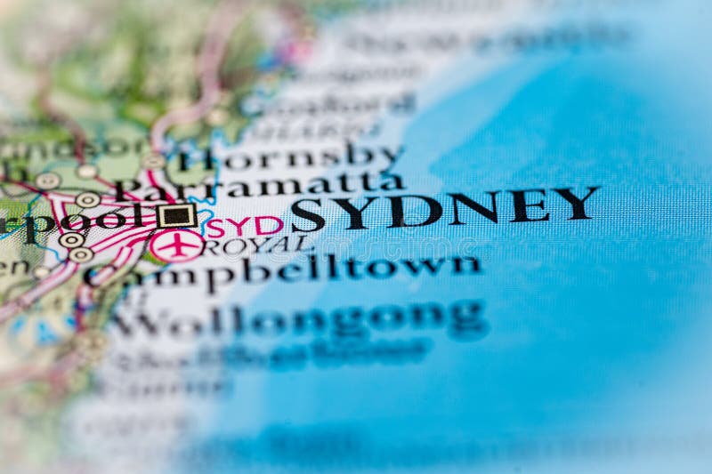Sydney, Australia Highlighted on a World Map Stock Photo - Image of ...