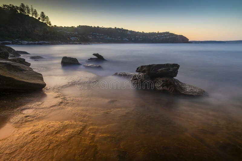Sydney Beach Sunset with Rock Pools Stock Photo - Image of pool, roof ...