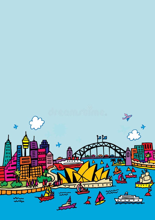 Sydney stock vector. Illustration of skyline, boats, vector - 43827291