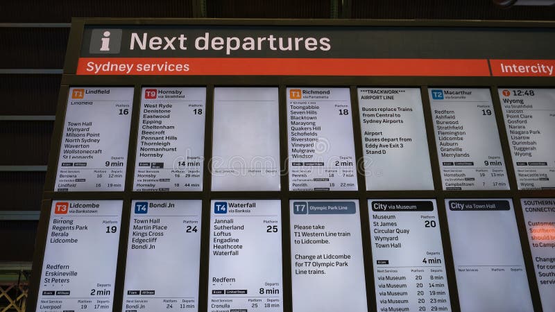 Sydney Central Train Time Schedule. Editorial Stock Image - Image of ...