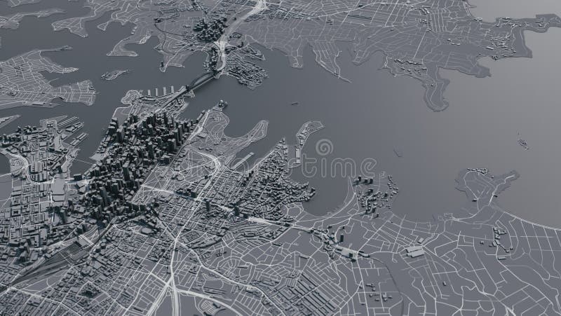 Sydney city 3d map. stock illustratie. Illustration of centrum - 194478105