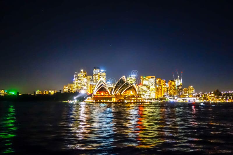 Sydney at night, Australia editorial photography. Image of attraction ...