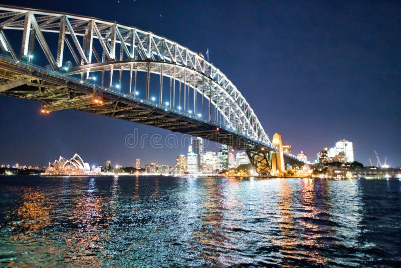 Sydney Harbor Bridge at Night Stock Photo - Image of dusk, built: 151415454