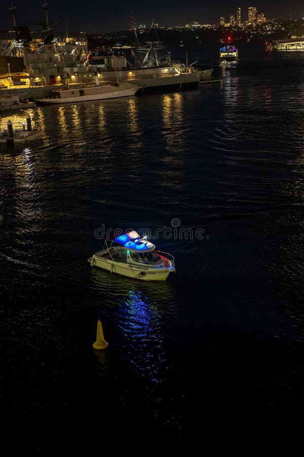 Sydney Harbor Police Boat at Night Stock Image - Image of harbour, ship ...