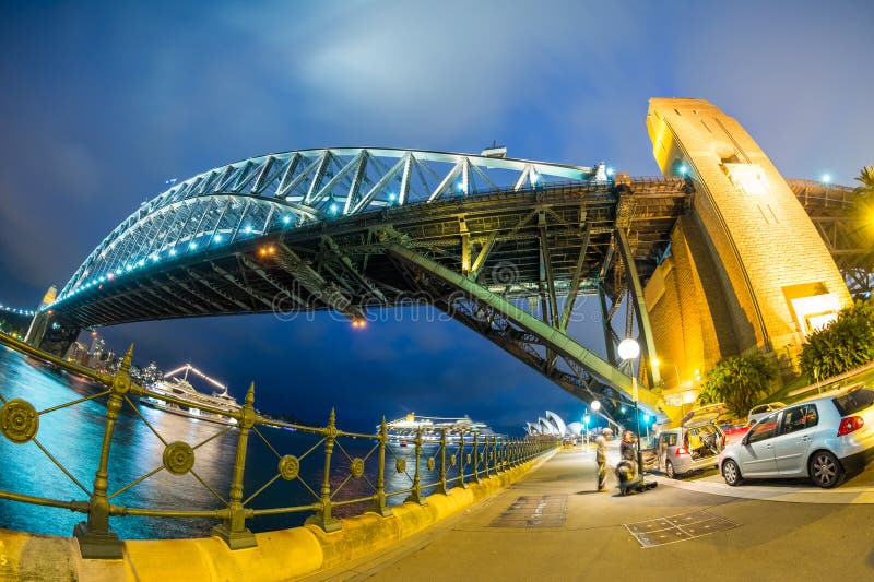 Sydney Harbour Bridge at Night Editorial Stock Photo - Image of ...