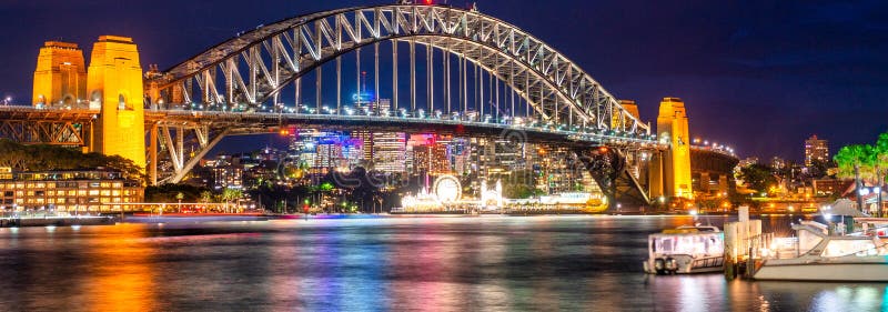 Sydney Harbour Bridge at Night, Australia Editorial Photo - Image of ...