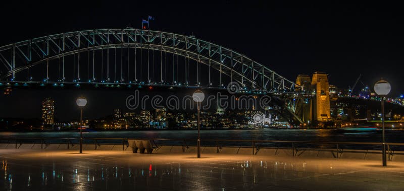 Sydney Harbour Bridge at Night Stock Image - Image of lights, bridge ...