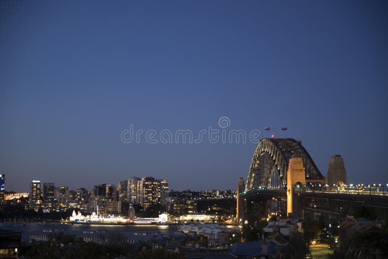 Sydney Harbour Bridge at Night Stock Image - Image of blue, australia ...
