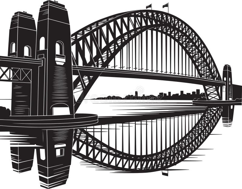 Sydney Harbour Bridge Reflected Vector Design Against a Transparent Background Stock Vector ...
