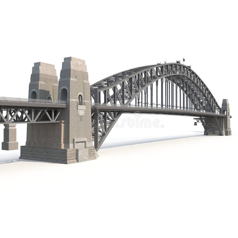 Sydney Harbour Bridge on White. Side View. 3D Illustration Stock ...