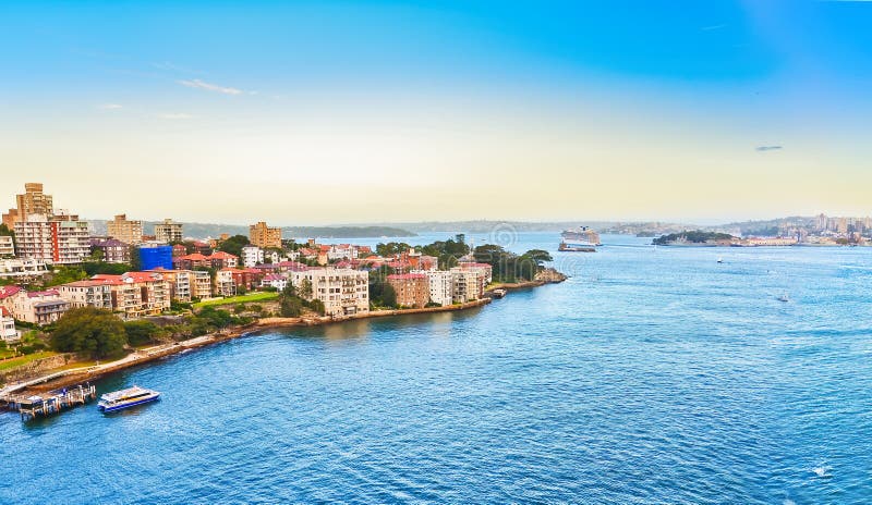 Sydney Harbour Panorama at Dusk Stock Photo - Image of downtown ...