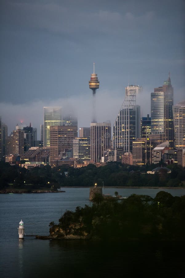 Sydney Harbour Portrait With Clouds Stock Image - Image of buildings ...