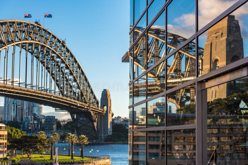 Sydney Landmark Sydney Harbour Bridge Reflected in Glass Windows ...