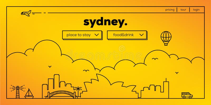 Sydney Modern Web Banner Design with Vector Linear Skyline Stock ...