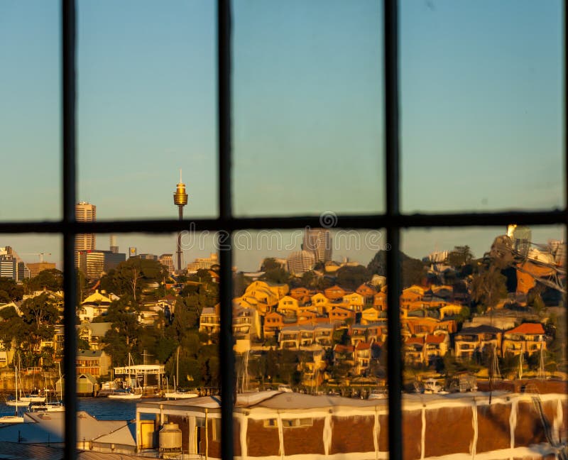 Sydney through old window stock photo. Image of outdoors - 228385804