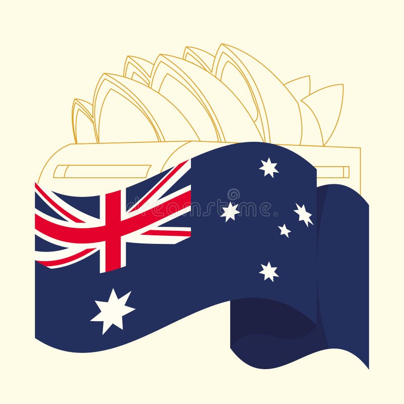 Sydney opera and flag stock vector. Illustration of sydney - 266300795