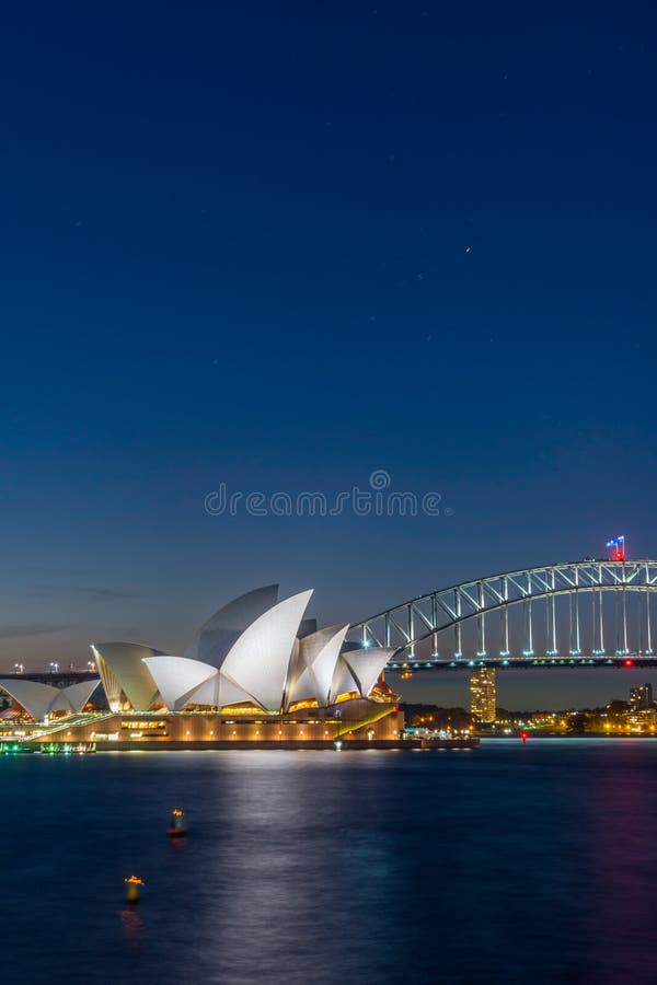 Sydney Opera and Harbour Bridge at Night Editorial Stock Image - Image ...
