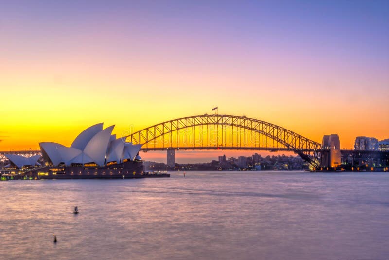 Sydney Opera and Harbour Bridge at Sunset Editorial Photo - Image of ...