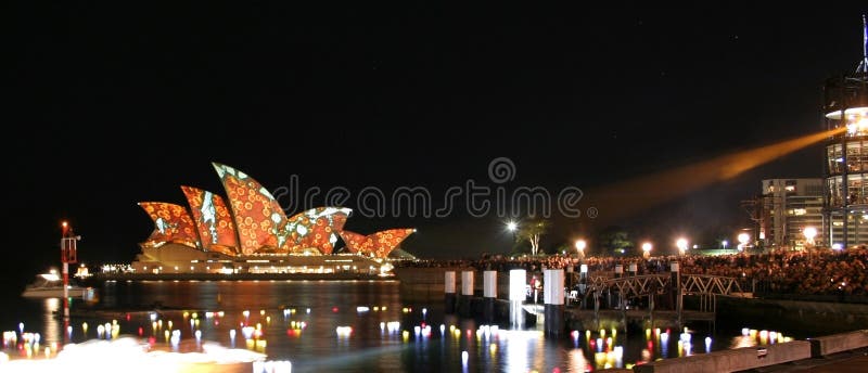 Sydney Opera House, Australia, Coloured Lights Editorial Photo - Image ...