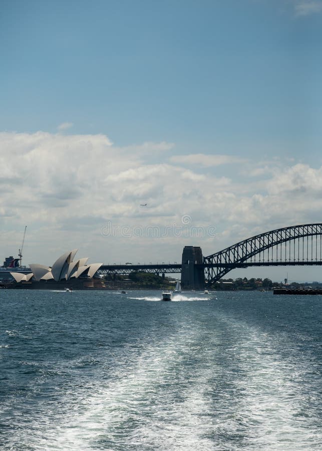 The Sydney Opera House and Sydney Harbor Bridge from the Water Stock ...