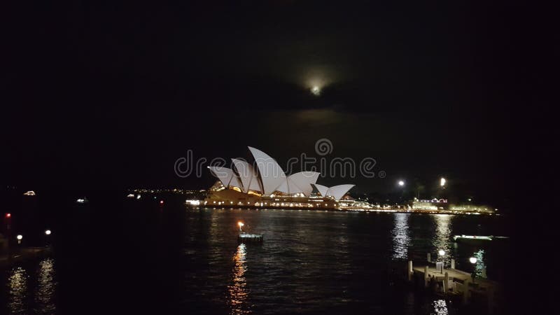 Sydney Opera House with the Moon Editorial Image - Image of sydney ...