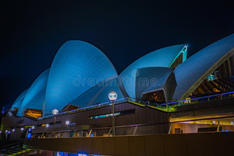 Sydney Opera House Night View Blue Light Editorial Image - Image of ...