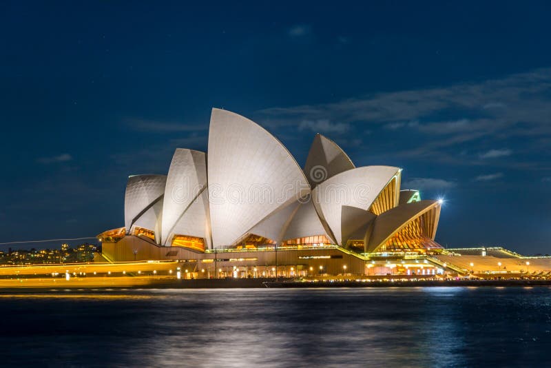 Sydney Opera House at Night Editorial Stock Image - Image of lights ...