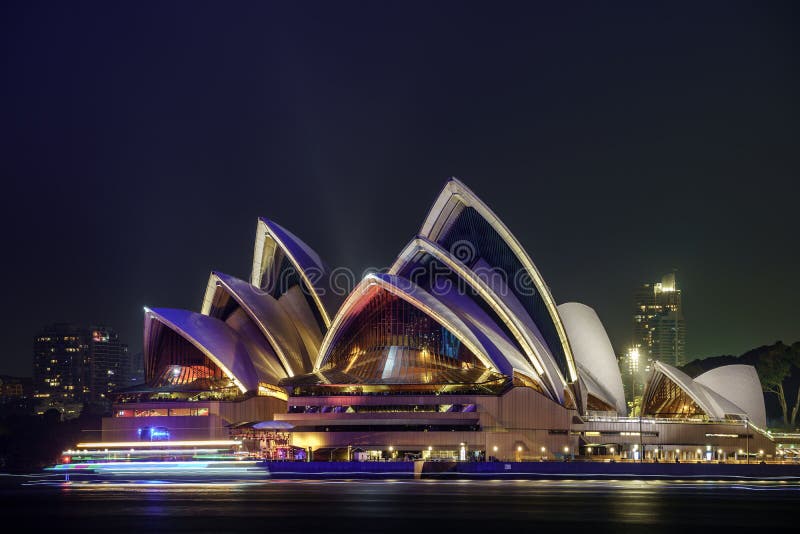Sydney Opera House at Night Editorial Stock Photo - Image of harbour ...