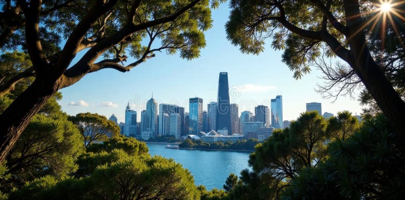Sydney S Skyscrapers Peek through Dense Tree Branches, Greenery, Photo ...