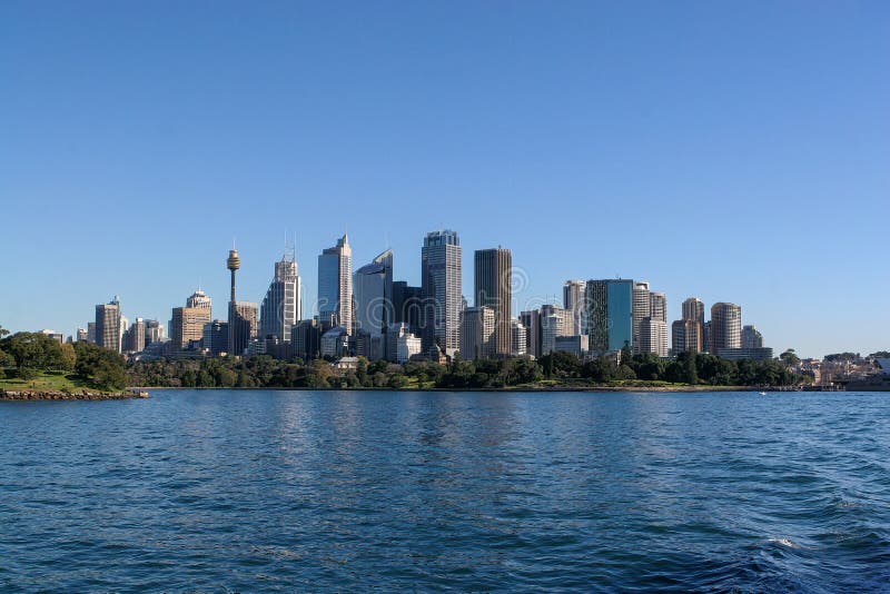 Sydney Skyline: Iconic Cityscape View from the Sea at Dusk Stock Image ...