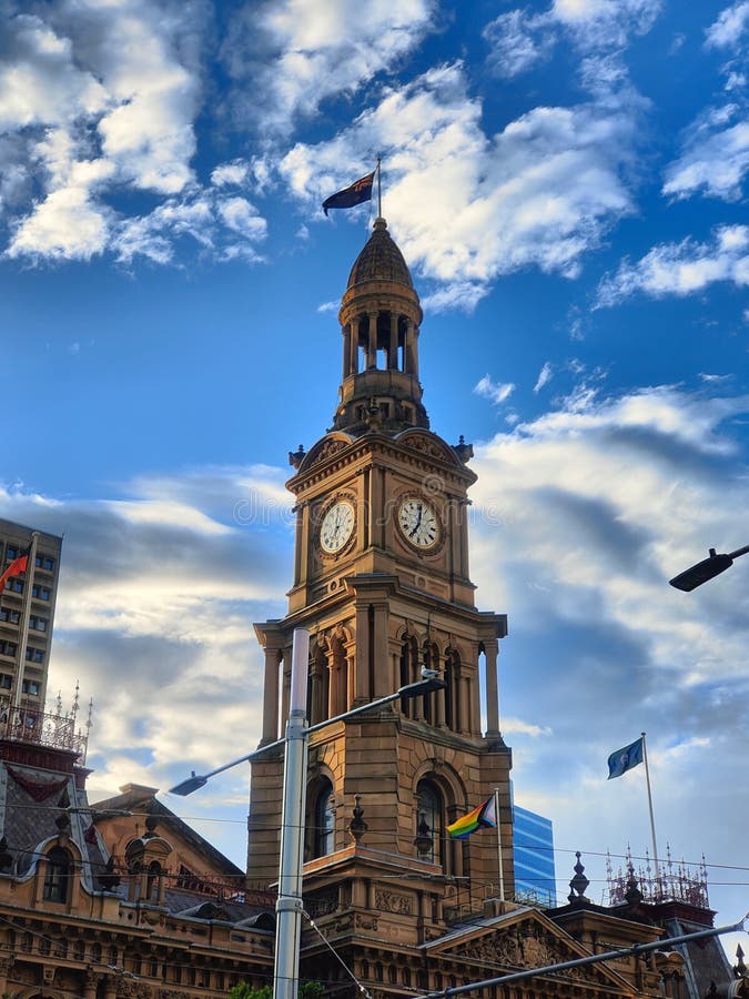Sydney Town Hall Building on the Background of the Cloudy Sky Stock ...