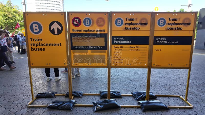 Sydney Train Replacement Buses Yellow Indication Direction Sign Stock ...