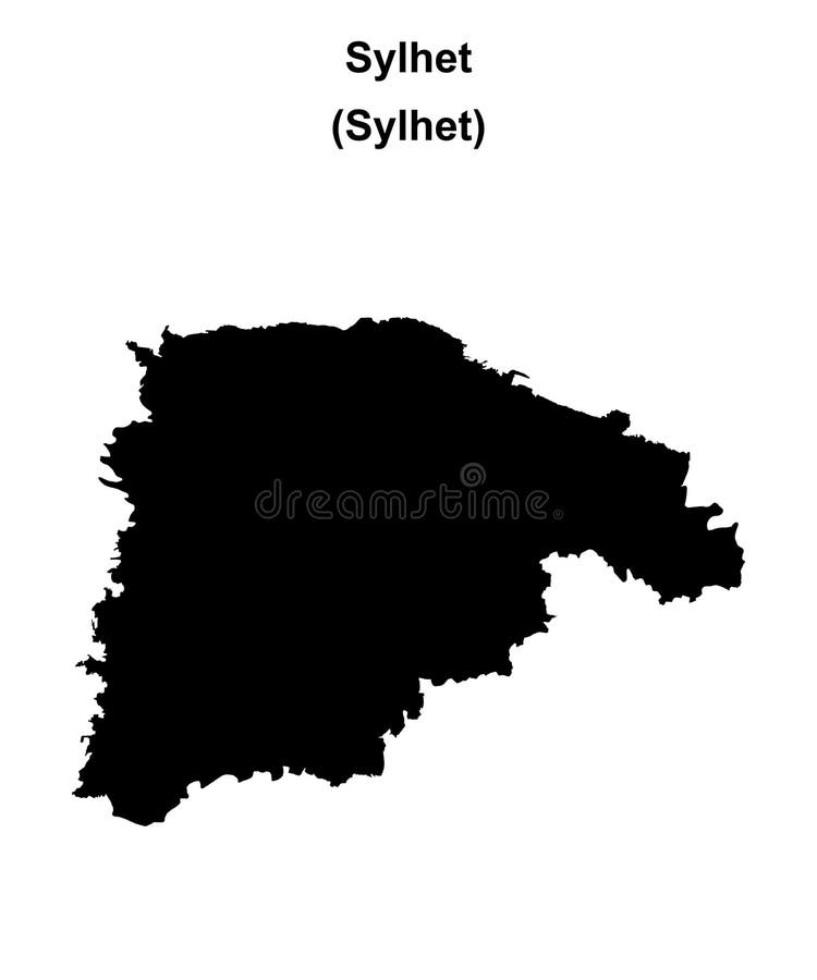 Sylhet outline map stock vector. Illustration of contour - 371637985