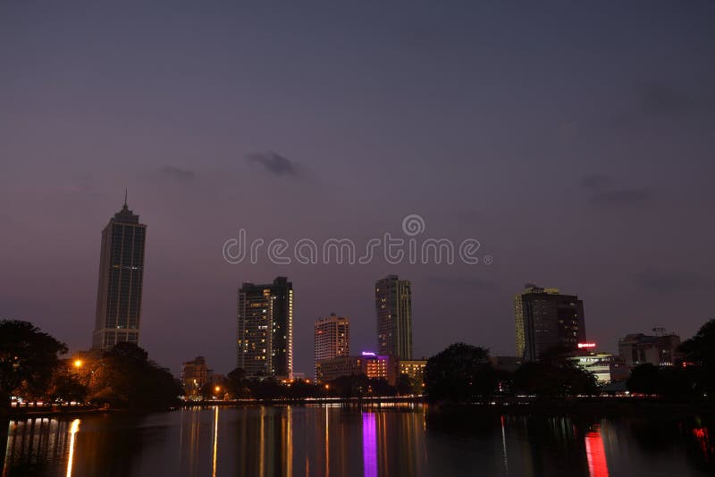 Syline of Colombo at night editorial photography. Image of lanka ...