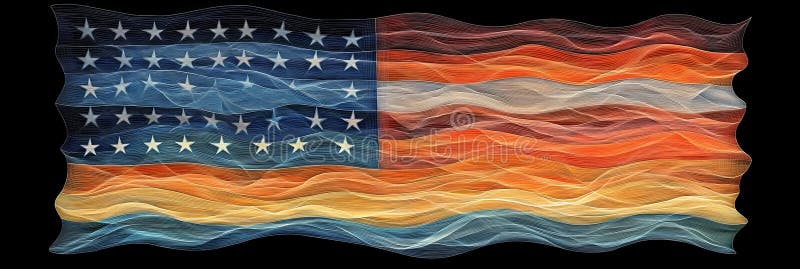 Sylized Colorful American Flag with Flow Graphics Effect, Design ...