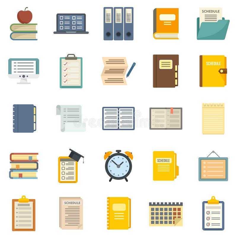 Syllabus Icons Set Flat Vector Isolated Stock Vector - Illustration of ...