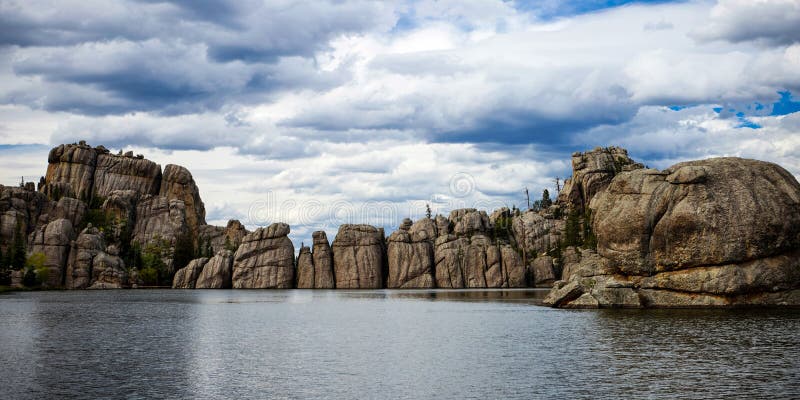 Sylvan Lake at Custer State Park in South Dakota with Granite Hills ...