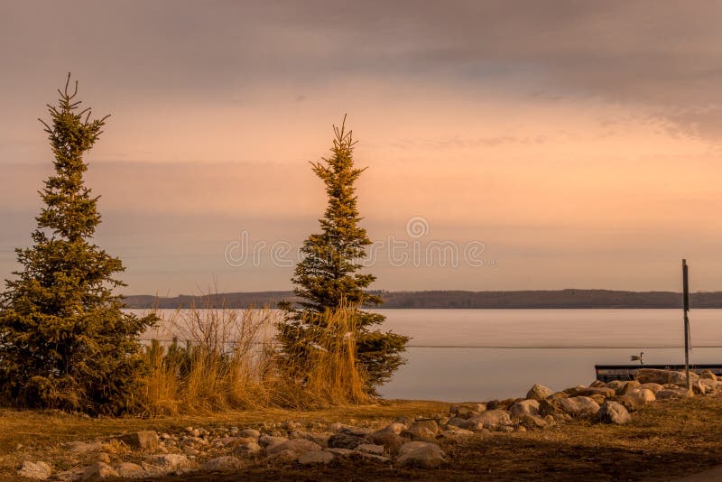 Early Spring Morning Lac De Arc, Lac De Arc, Alberta, Canada Stock ...