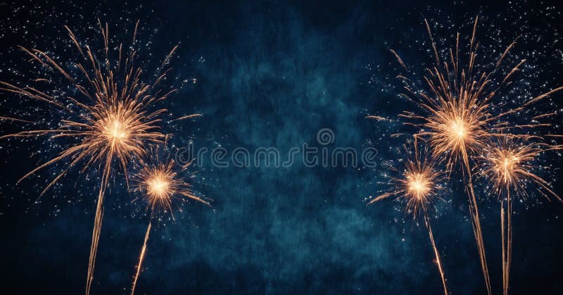 Sylvester New Year ,a Long Firework As Fireworks in the Dark Blue Night ...