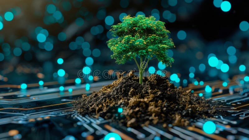 The Symbiosis of Technology and Nature.AI Generated Image Stock Photo ...