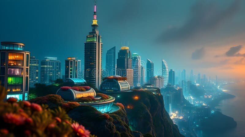 A Symbiotic Cityscape Where Buildings are Grown Stock Illustration ...