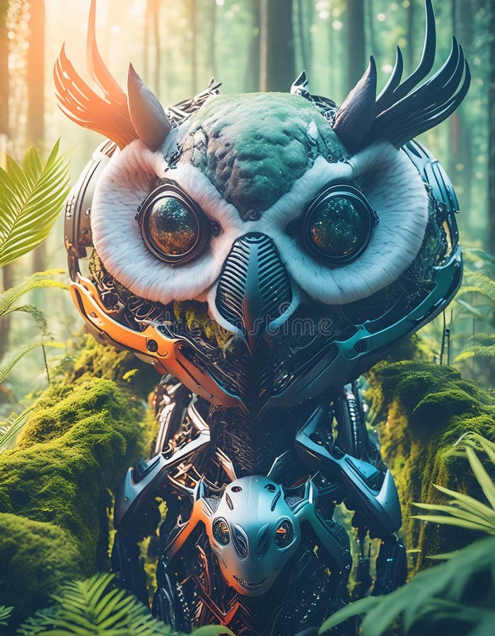 A Symbiotic Relationship between Futuristic Robots and Wildlife Stock ...