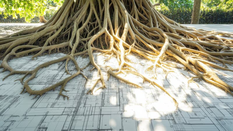 Symbiotic Roots Nature Technology and Design Intertwined on Blueprint ...