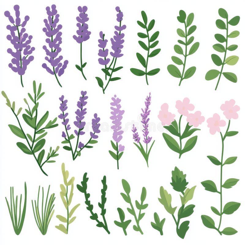 Symbol of Abstract Statice Flower with Garden Icon Set. Stock Photo ...