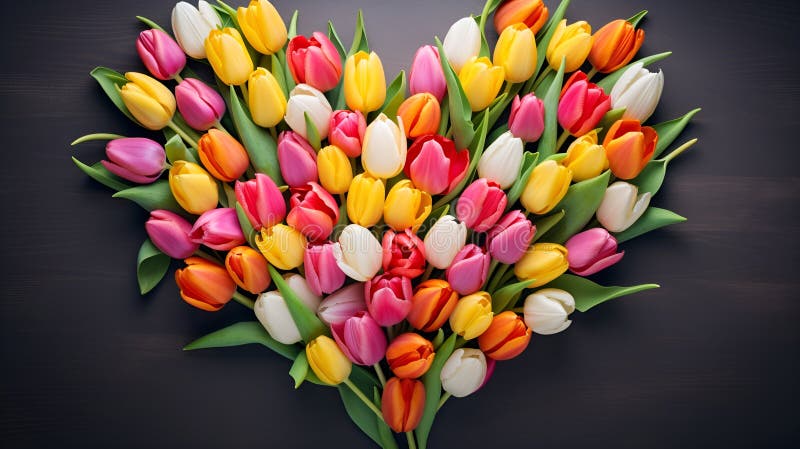 Symbol of Affection, Heart Shaped Bunch of Spring Flowers for Love ...