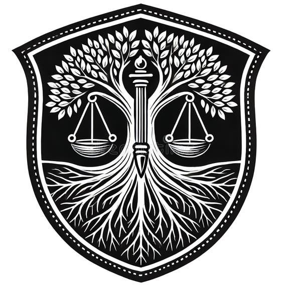 Symbol of Balance and Justice – Tree with Scales in a Shield Stock ...