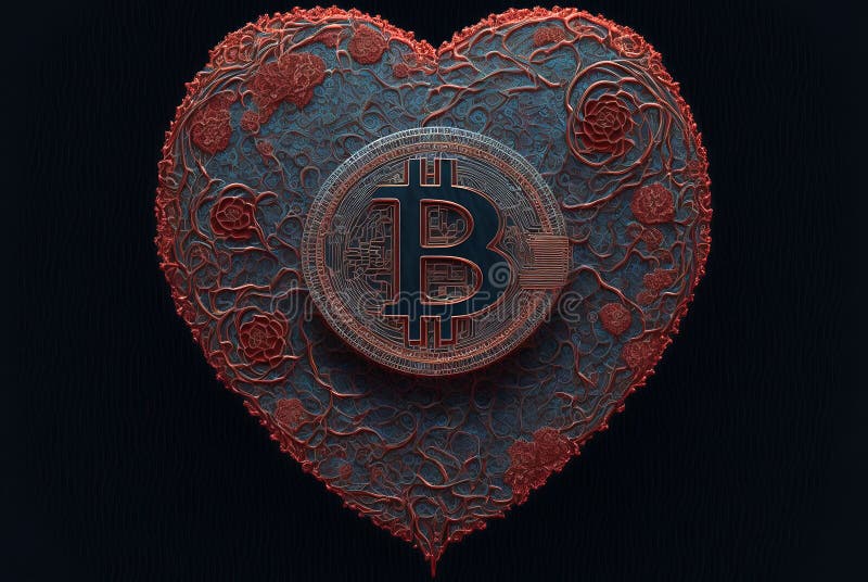 Symbol of Bitcoin in an Intricate Pattern of Red and Blue Lines with ...