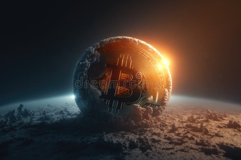 Symbol of Bitcoin Raising Above the Obstacles Stock Illustration ...