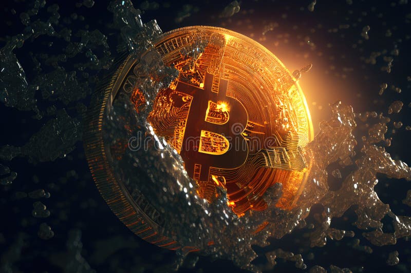 Symbol of Bitcoin Raising Above the Obstacles Stock Illustration ...