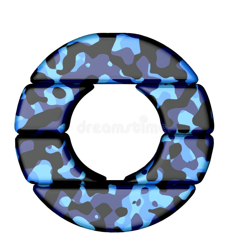 Symbol in Blue Camouflage. Letter O Stock Vector - Illustration of ...